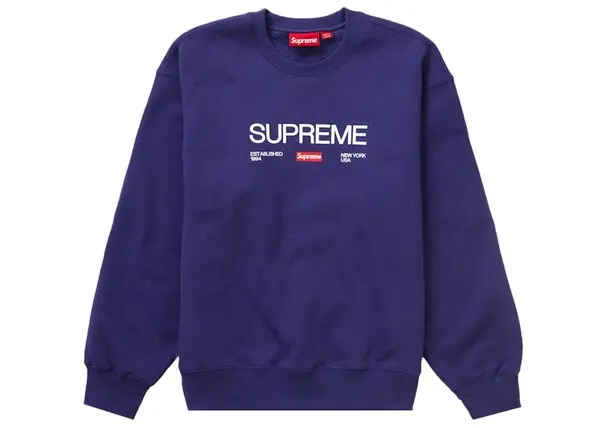 トップス supreme ESTABLISHED CREWNECK M Supreme Established Crewneck Sweatshirt - Washed Navy Blue